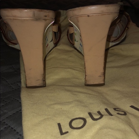 Louis Vuitton | Shoes | Louis Vuitton Multicolor Monogram Wedge Bow ...